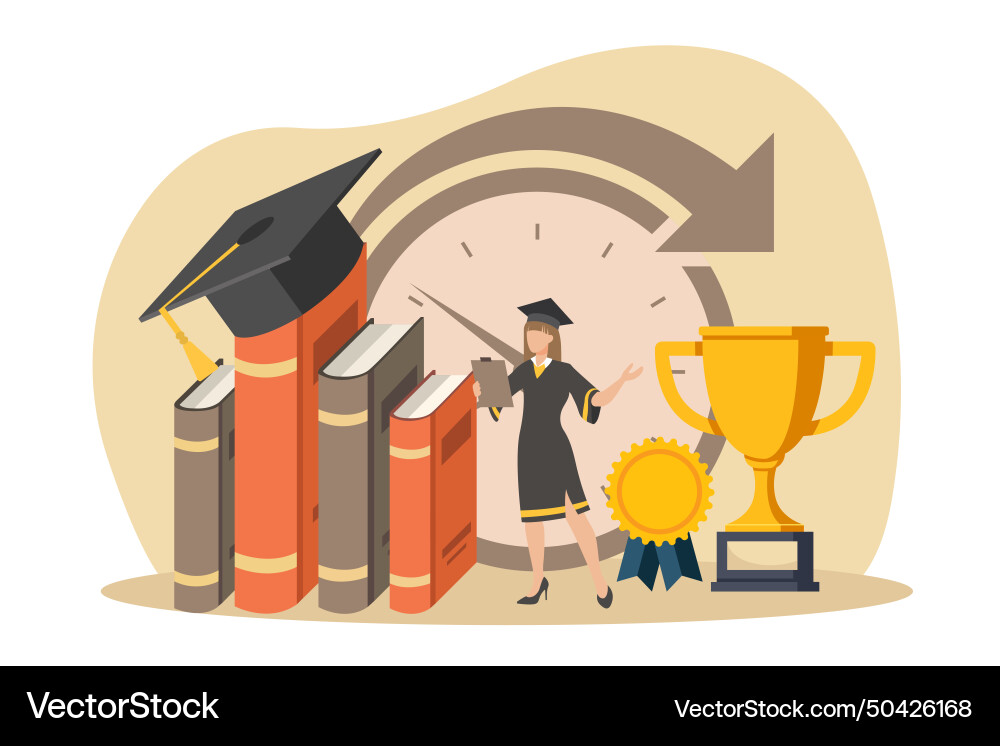 Graduation day flat design Royalty Free Vector Image