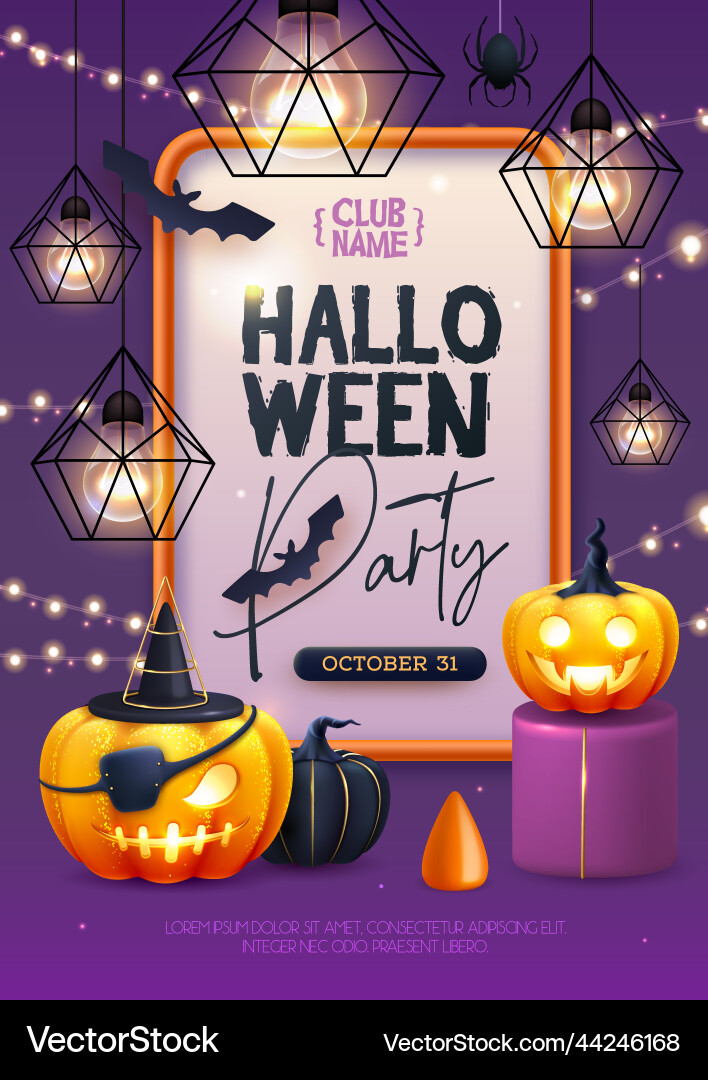 Halloween holiday disco party poster Royalty Free Vector