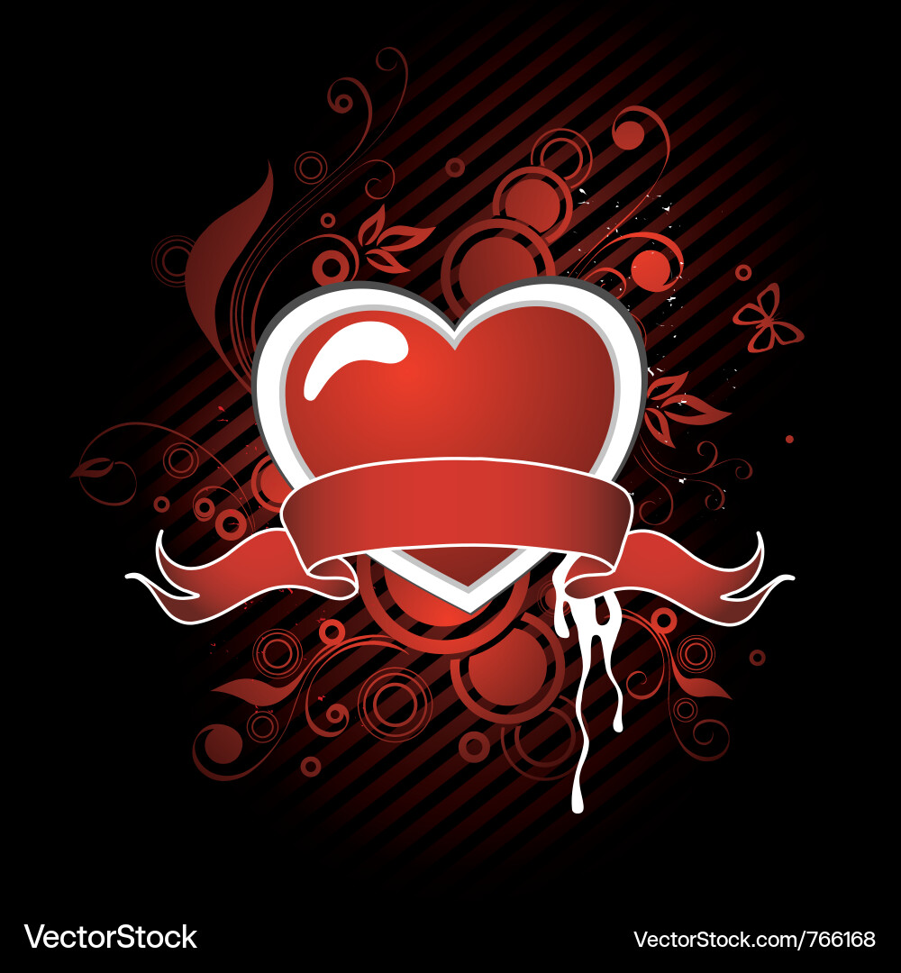 Heart and ribbon Royalty Free Vector Image - VectorStock