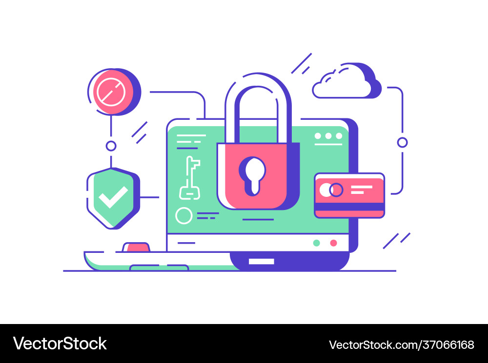 Modern computer using application with data Vector Image