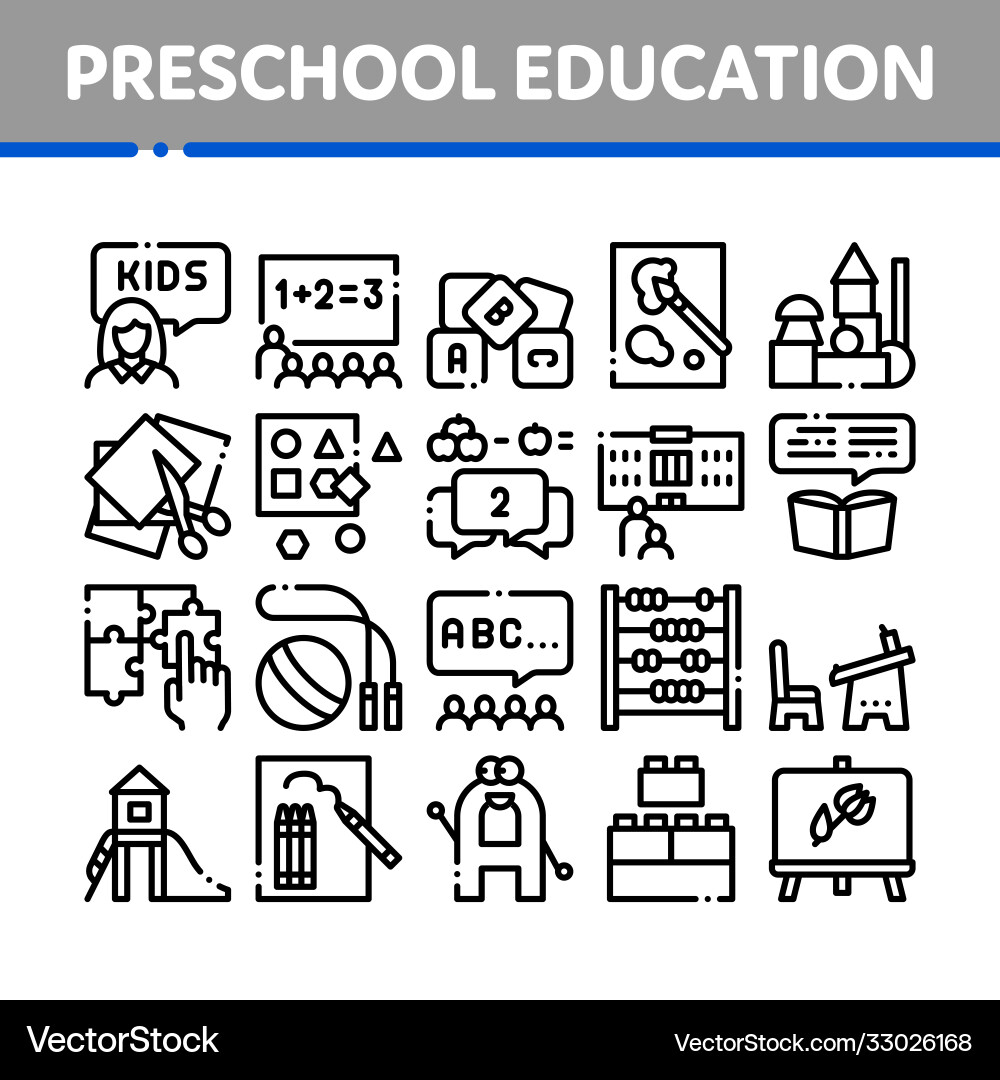 Preschool education collection icons set Vector Image