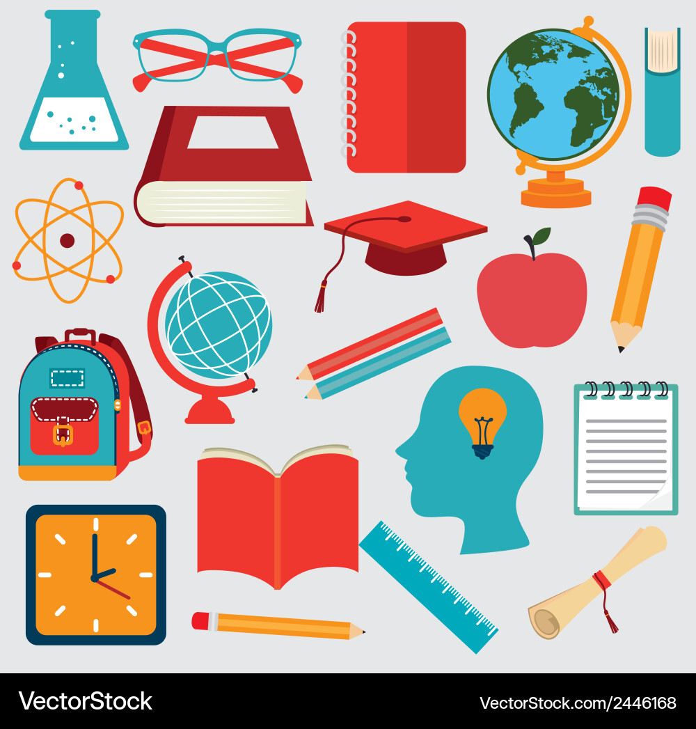 School Supplies Icons Set Royalty Free Vector Image