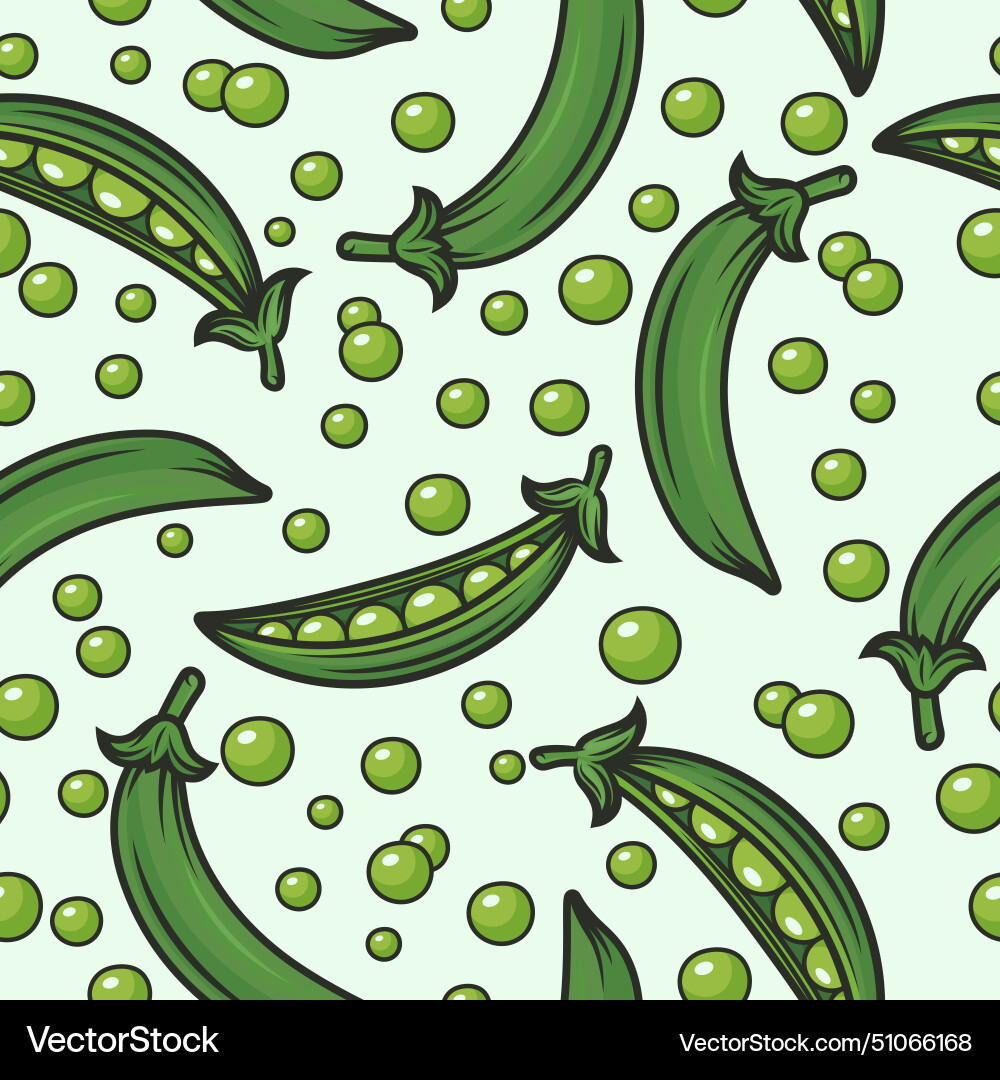 Seamless pattern with flat green pea pod Vector Image