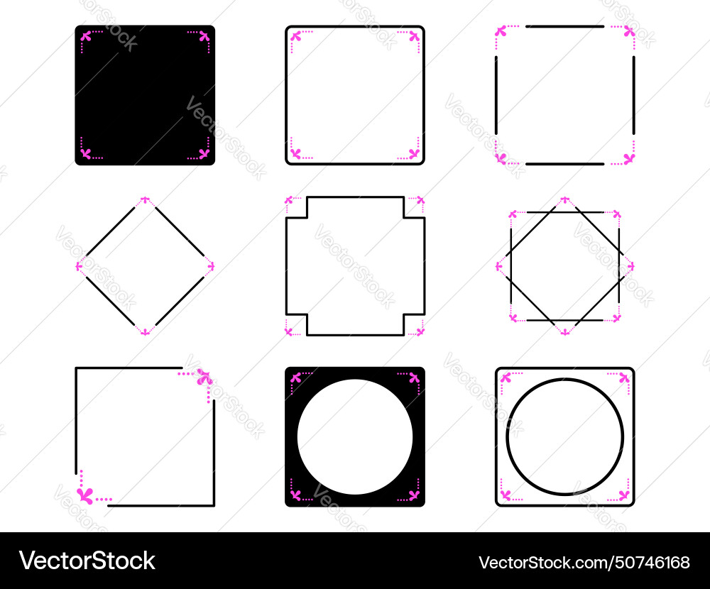 Set of abstract vintage rectangle frame wreath Vector Image