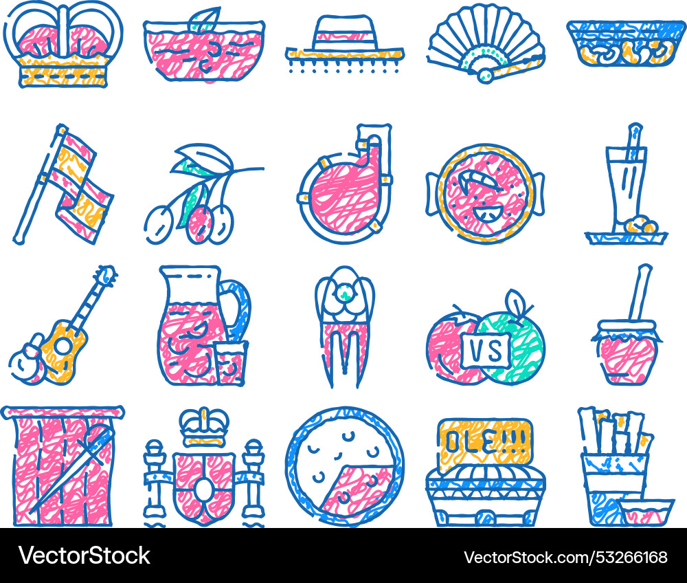 Spain nation heritage icon hand drawn Royalty Free Vector