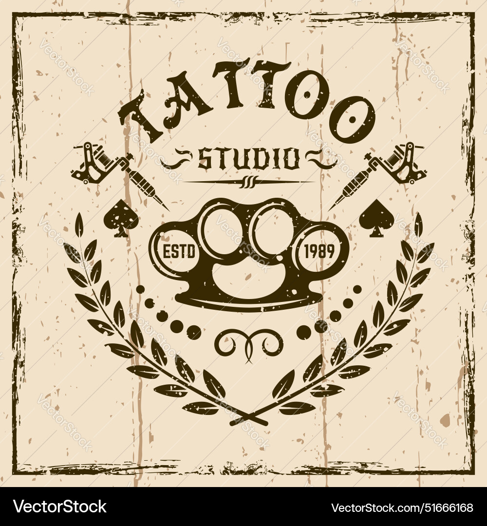 Tattoo studio emblem in vintage style on Vector Image