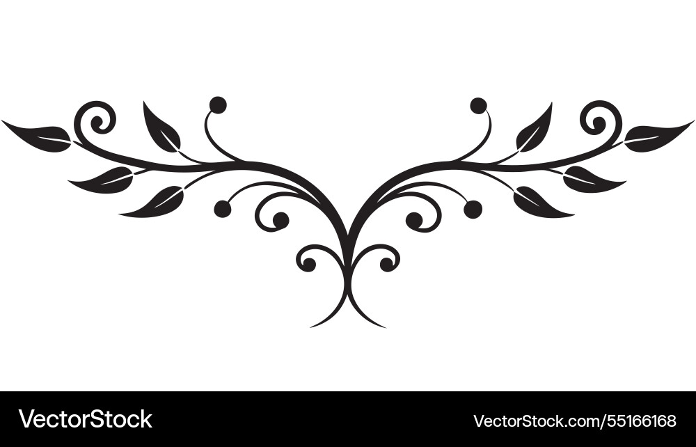 Underline floral ornament silhouette Royalty Free Vector