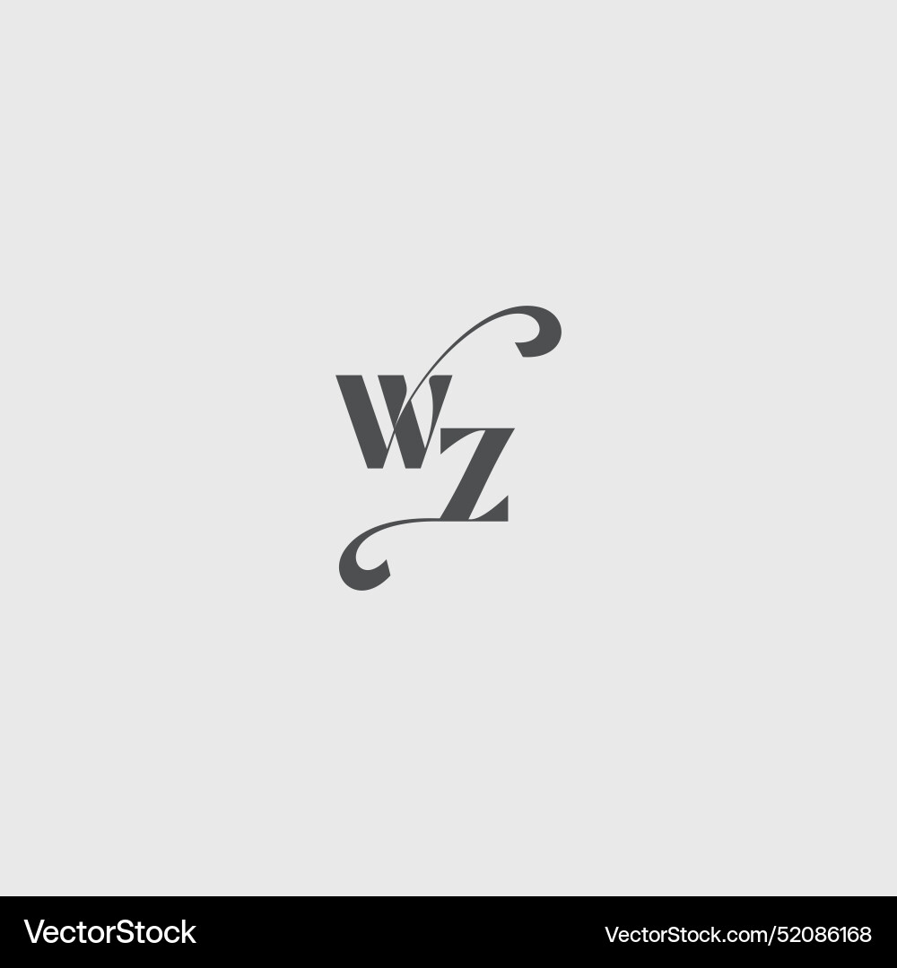 Wz letter simple and minimalism classy black Vector Image