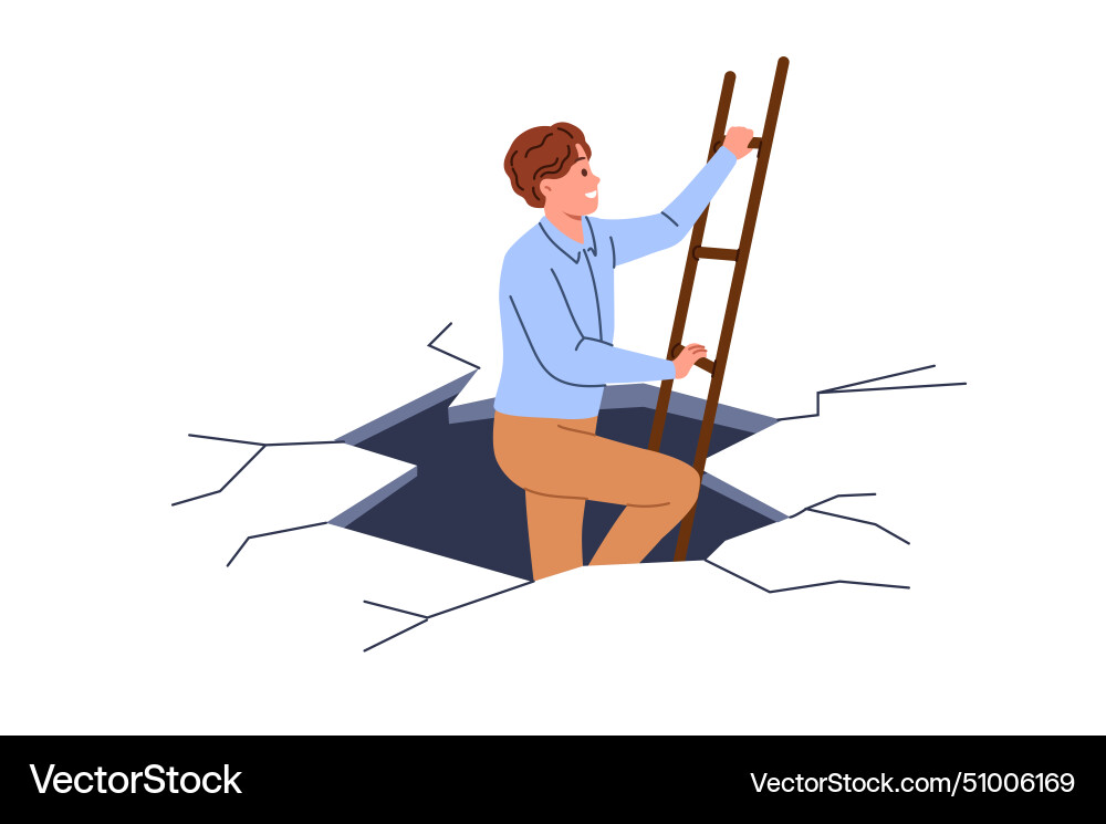 Business man escapes from difficult situation Vector Image