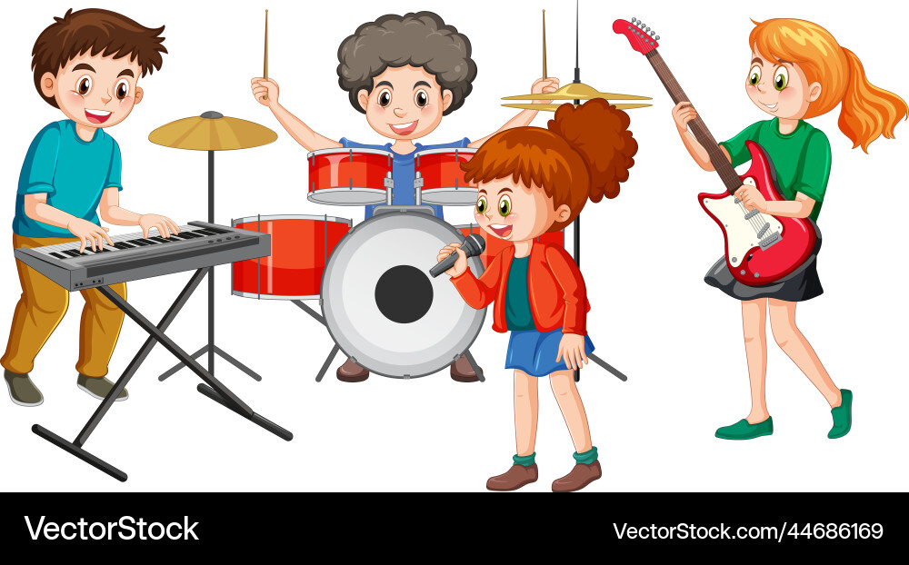 Children playing different musical instruments Vector Image