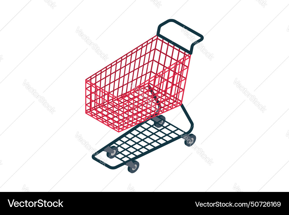 Empty red colored pushcart or shopping cart Vector Image