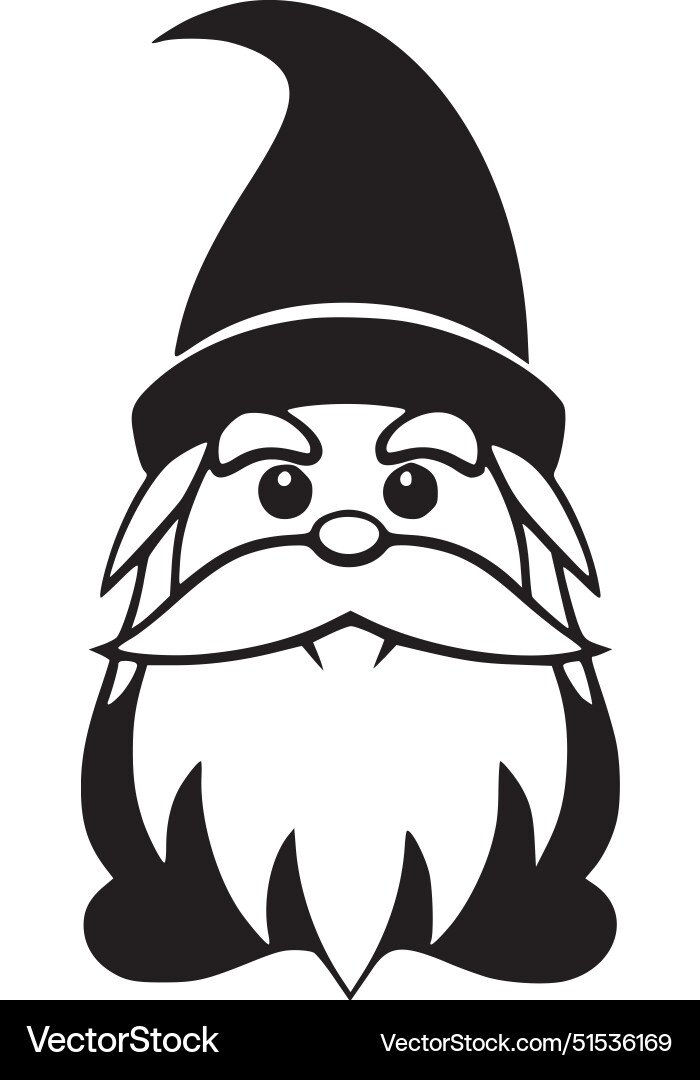 Gnome - black and white Royalty Free Vector Image