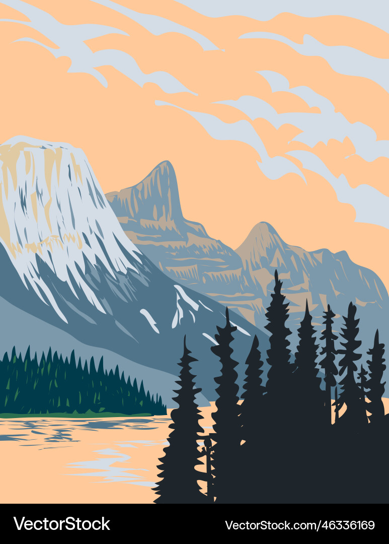Jasper national park-canada-wpa Royalty Free Vector Image