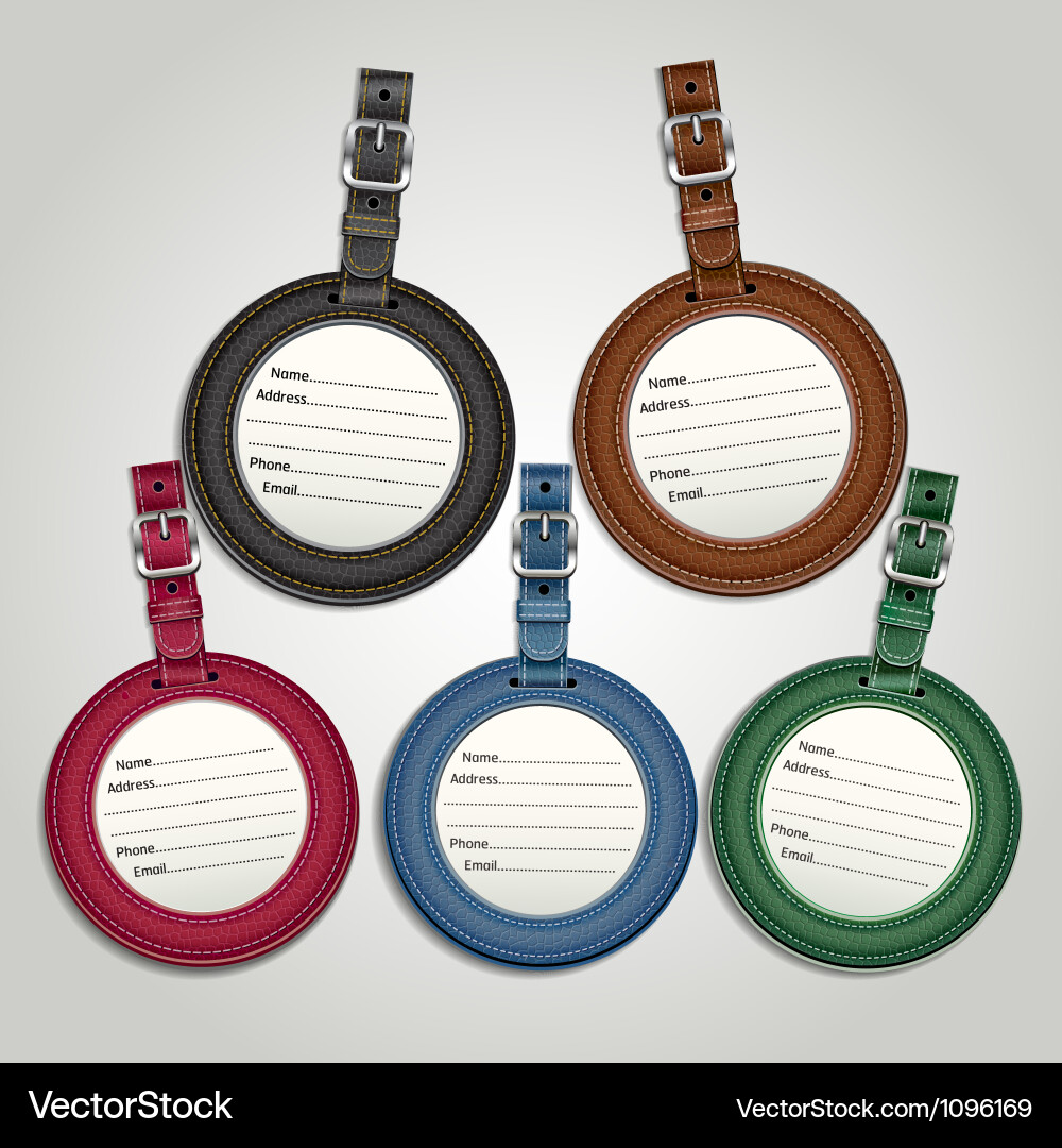 Leather luggage tags labels Royalty Free Vector Image