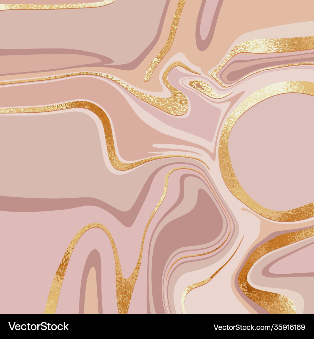 Liquid marble rose gold background with imitation Vector Image