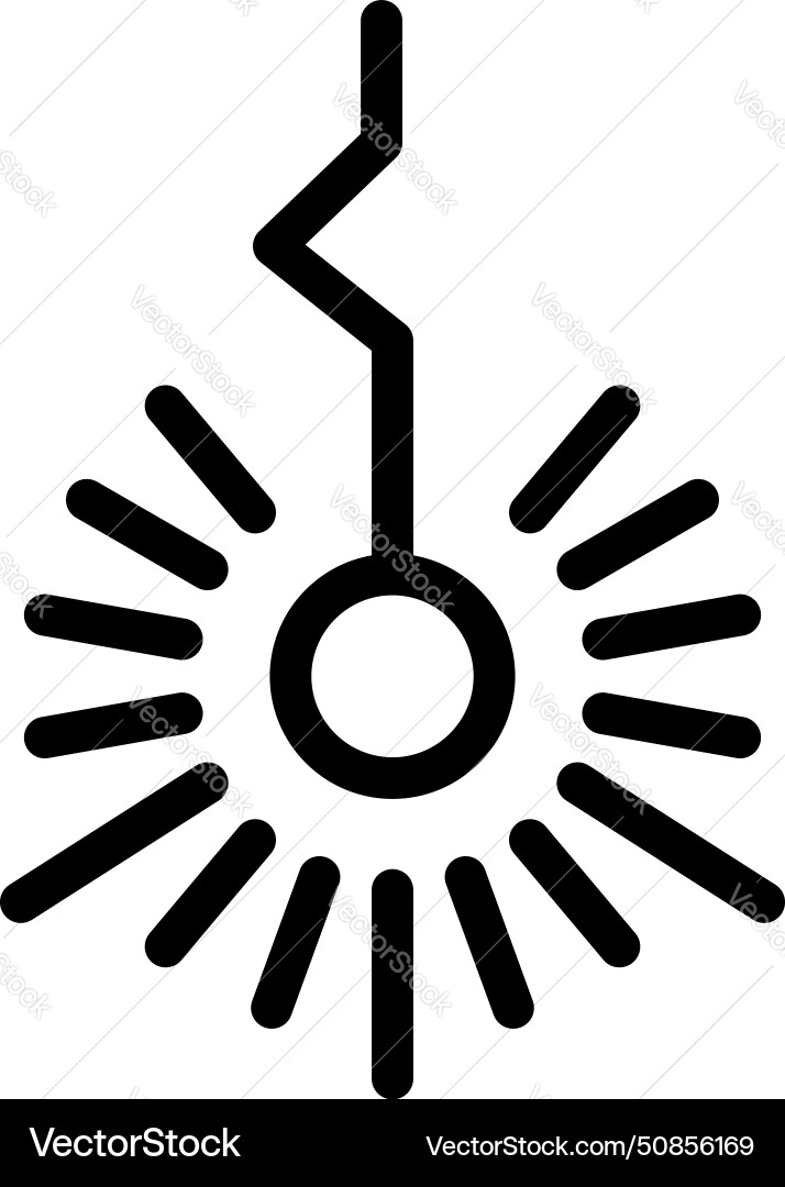 Radiant laser icon outline beam pointer Royalty Free Vector