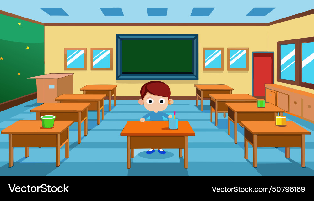 School classroom interior art Royalty Free Vector Image