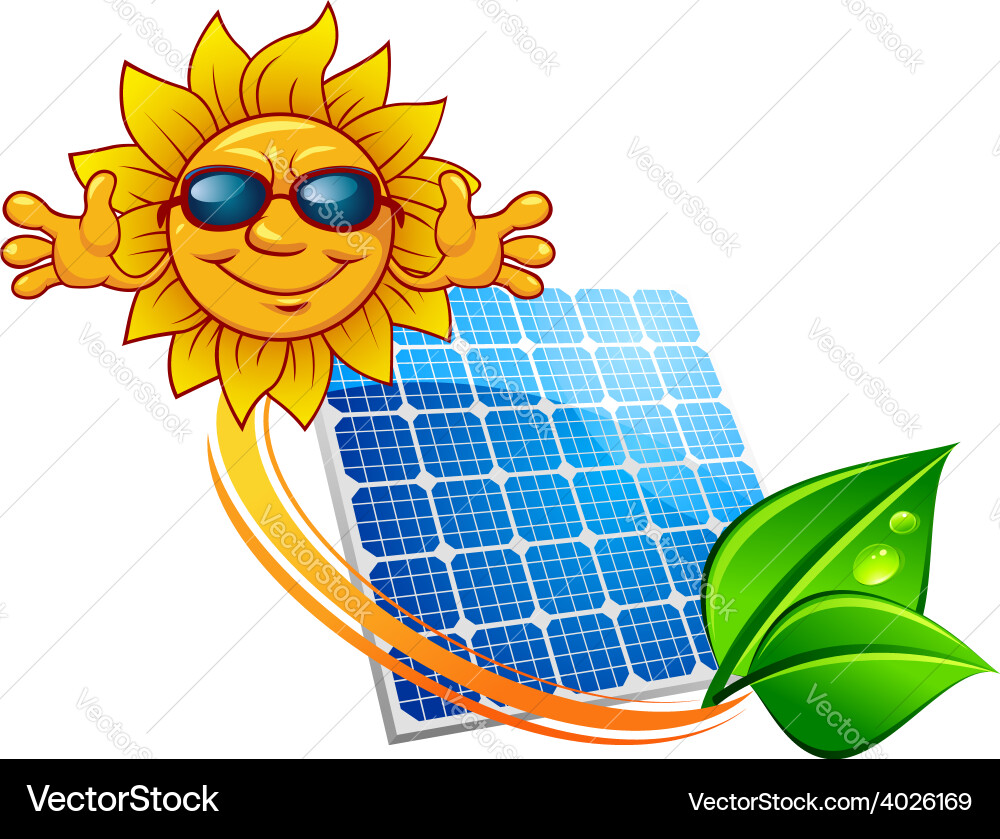 Solar Energy Cartoon Sun Panel Royalty Free Vector Image