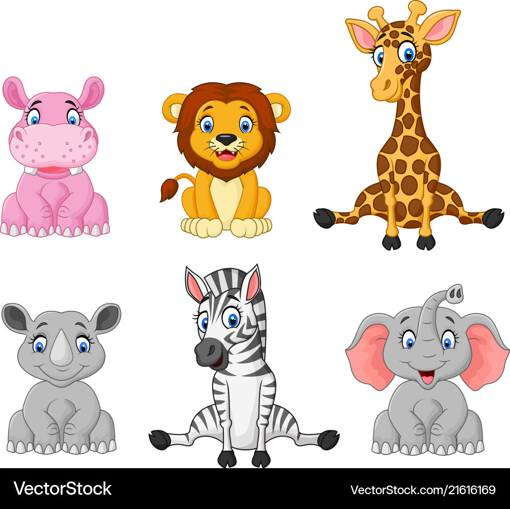 Wild animal cartoon collection set Royalty Free Vector Image