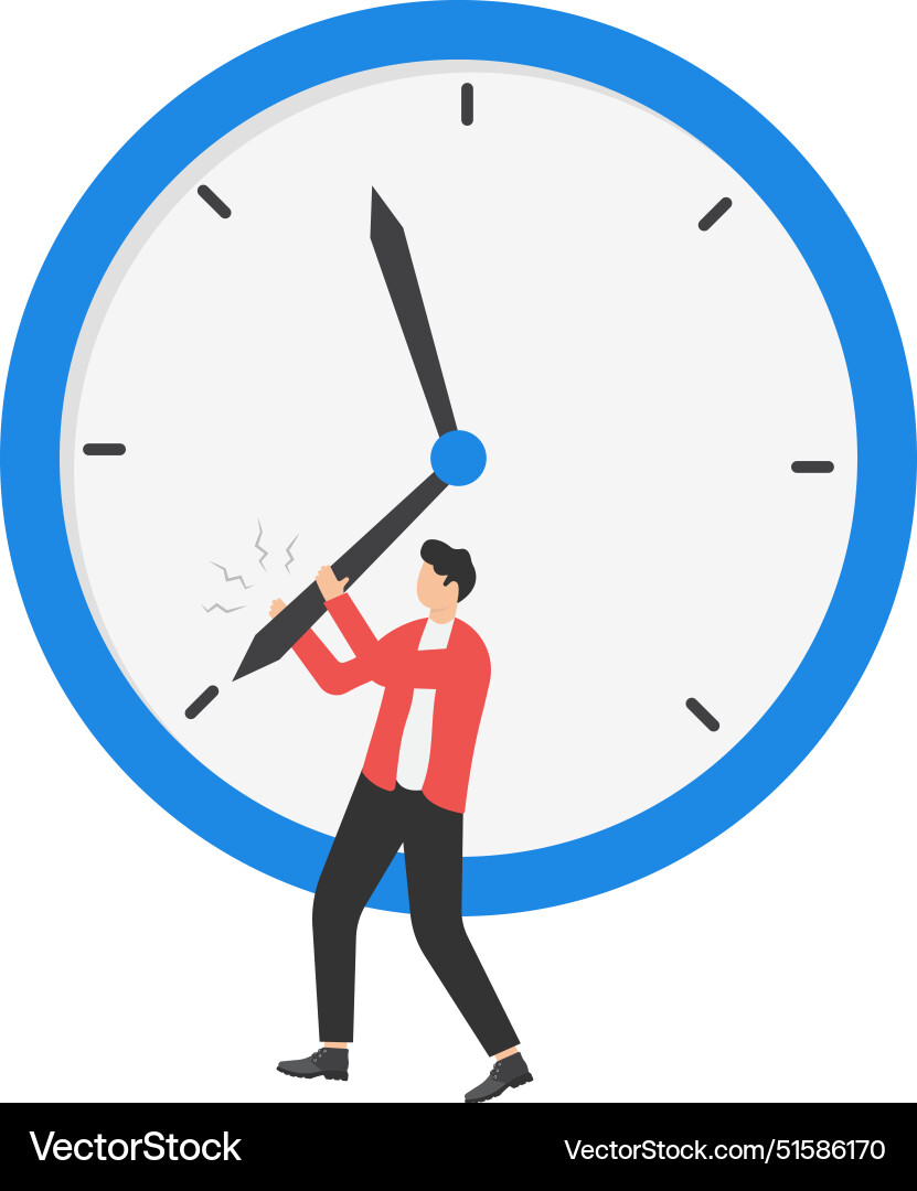 A businessman is trying to stop time deadline Vector Image