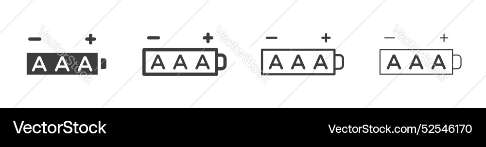 Aaa battery icon set on white background Vector Image