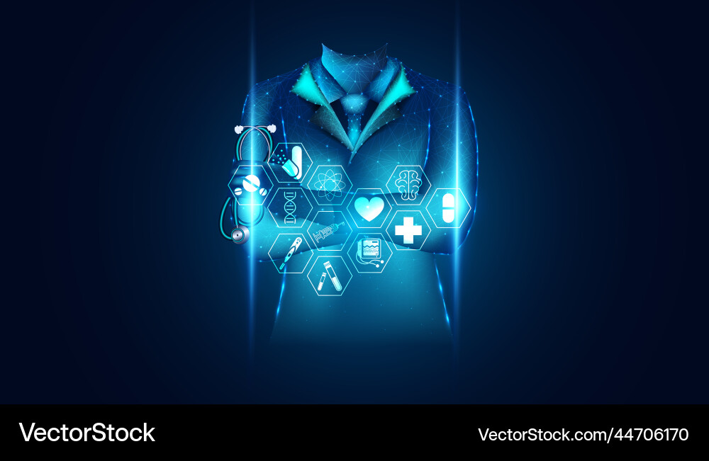 Abstract doctor digital and hologram interface Vector Image