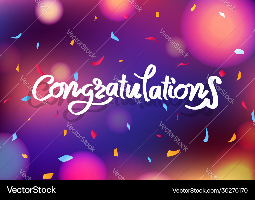 Congratulations message calligraphy celebrate Vector Image