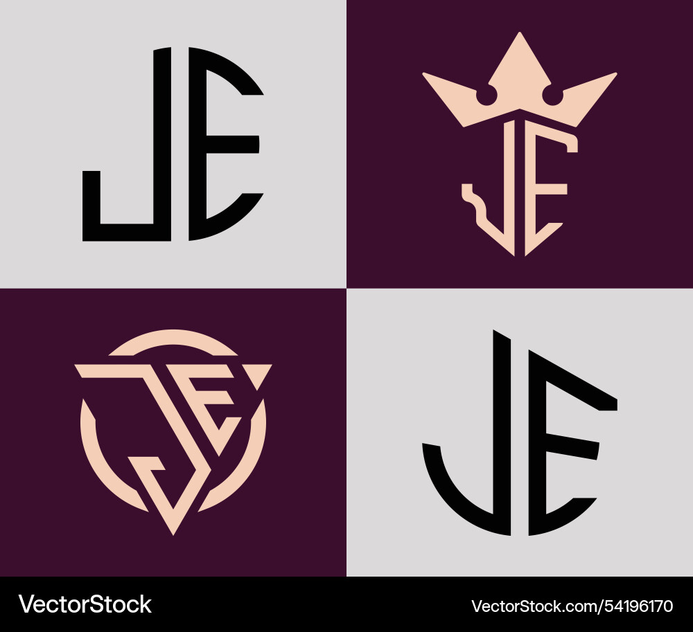 Creative simple initial letters je logo designs Vector Image