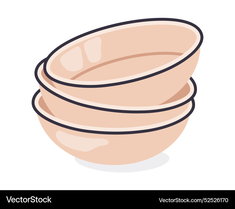 Deep plates stack porcelain kitchenware dishes Vector Image