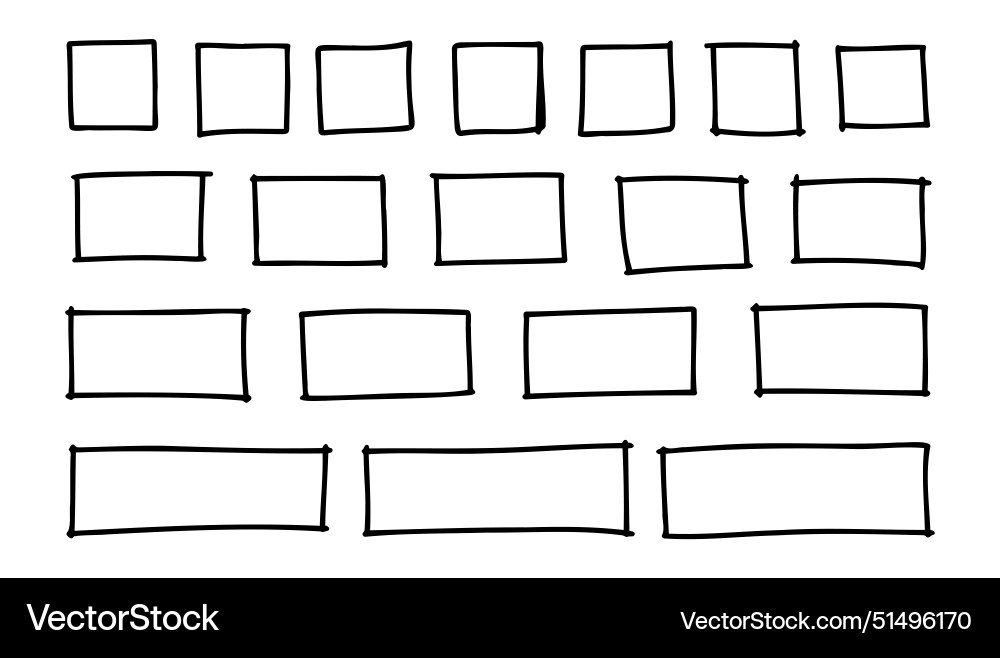 Free outline hand drawn squares rectangles Vector Image