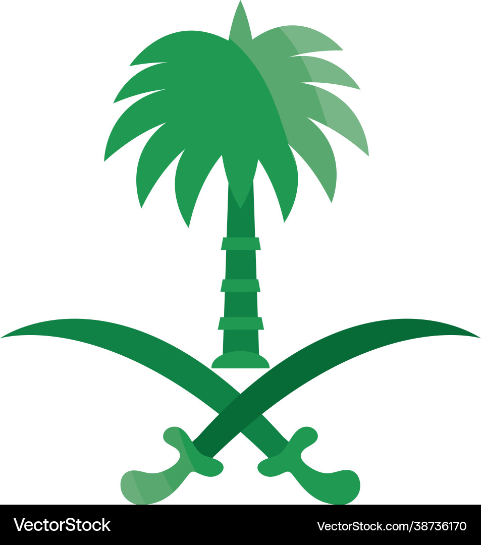 Saudi arabia swords and palm Royalty Free Vector Image
