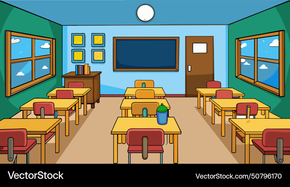 School classroom interior art Royalty Free Vector Image