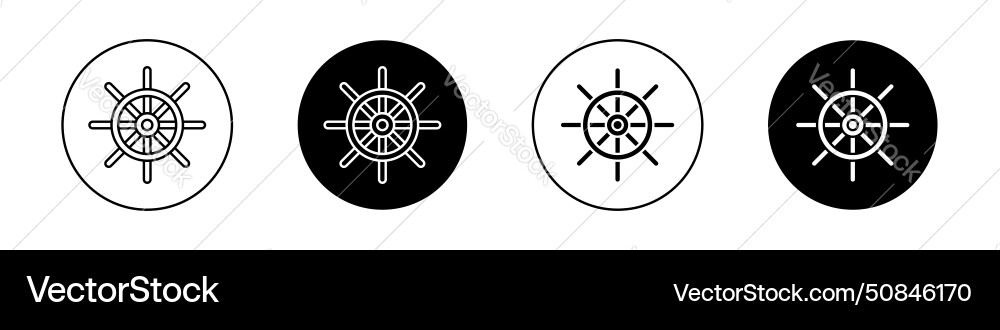 Ship wheel icon set captain boat steering helm Vector Image