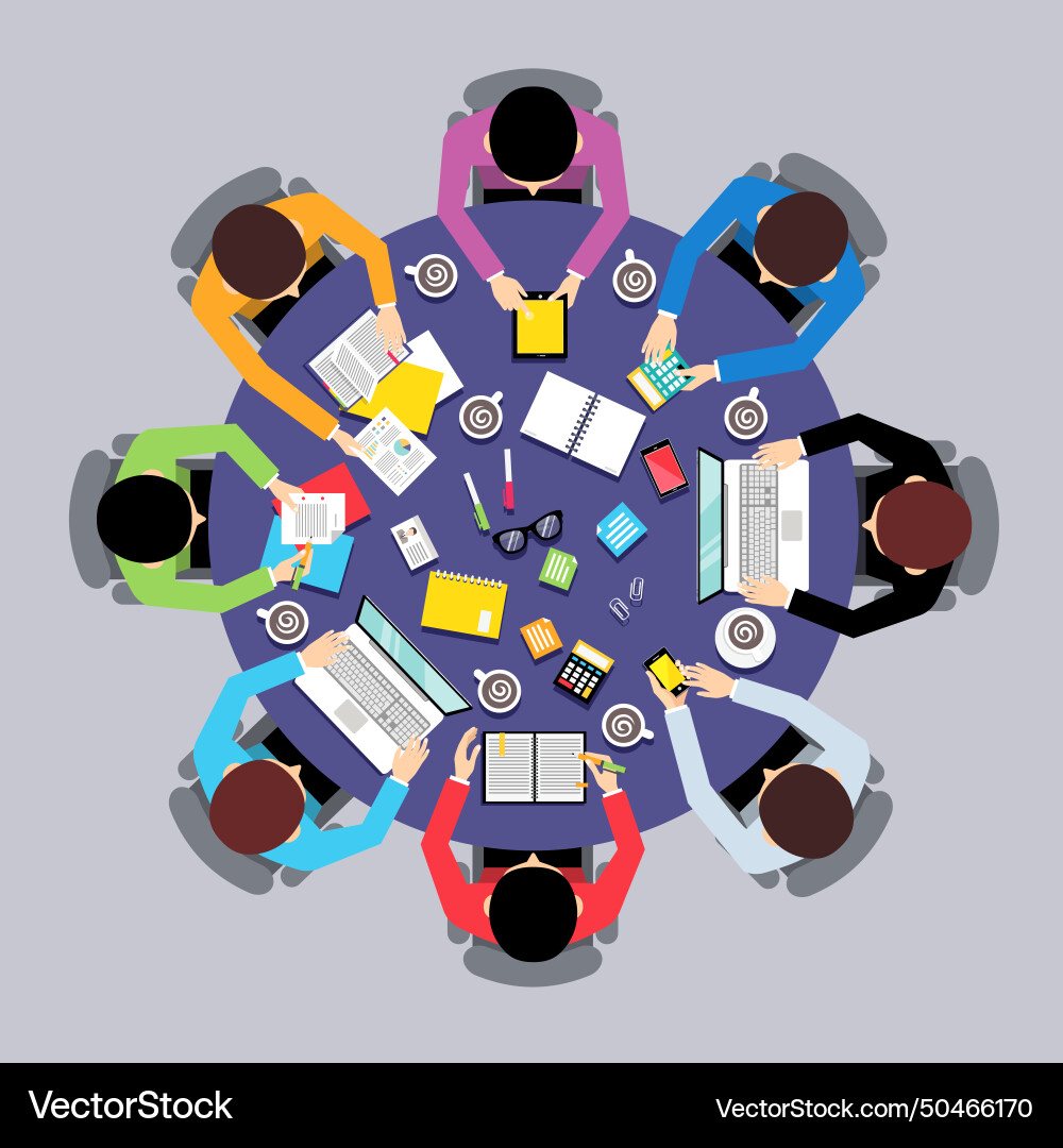 Teamwork people top view Royalty Free Vector Image