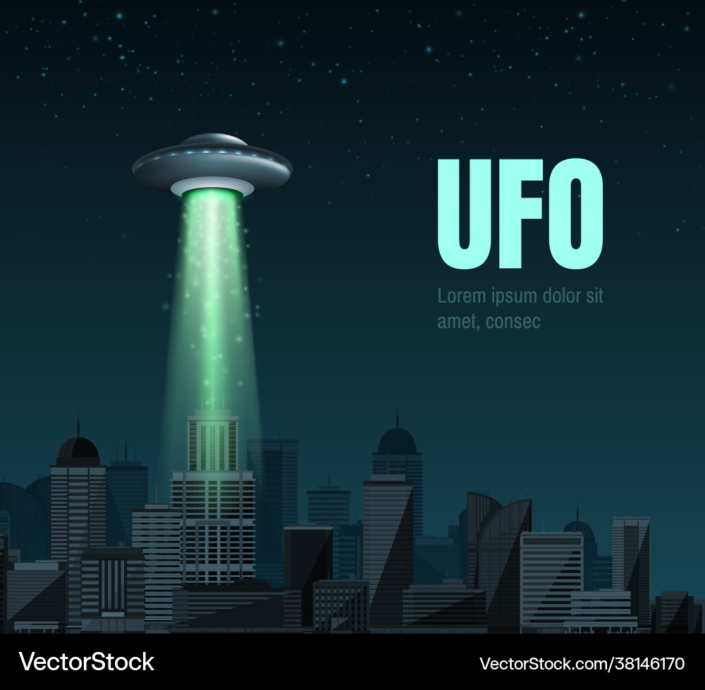 Ufo spaceship with light beam Royalty Free Vector Image