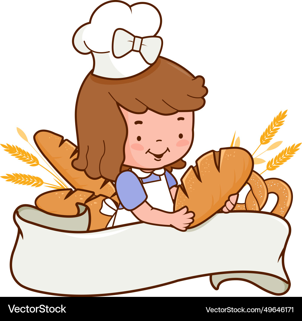 Bakery shop sign with child chef Royalty Free Vector Image