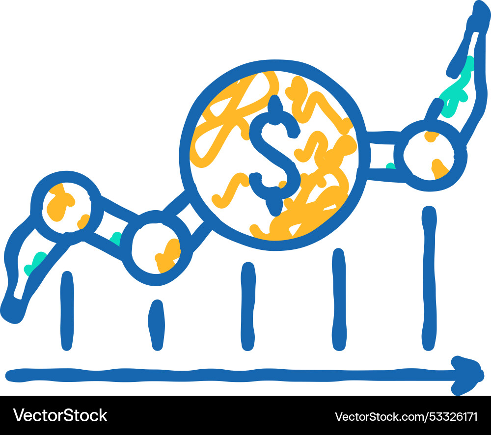 Cash flow management business process icon doodle Vector Image