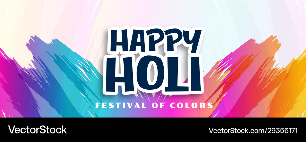 Happy holi abstract colors strokes background Vector Image