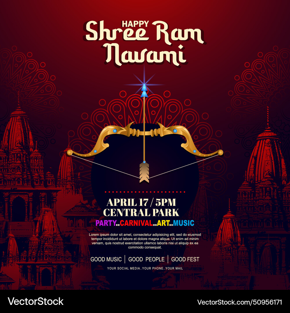 Happy ram navami poster with gradient color Vector Image