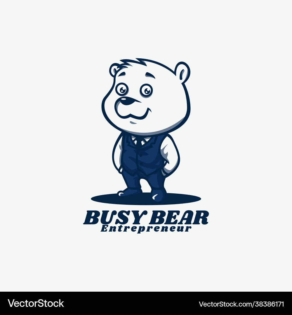 Logo busy bear mascot cartoon style Royalty Free Vector
