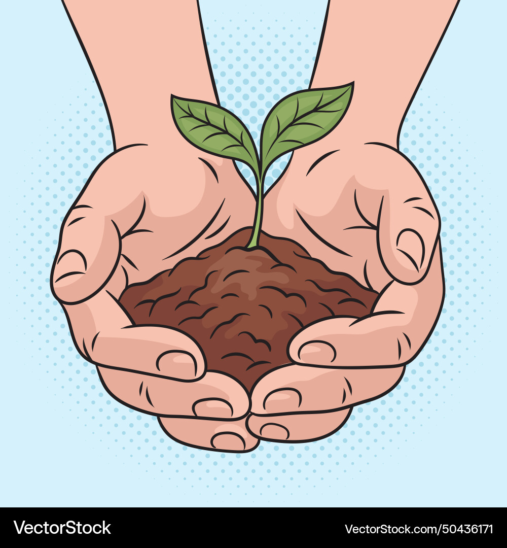 Plant sprout hands hand drawn Royalty Free Vector Image