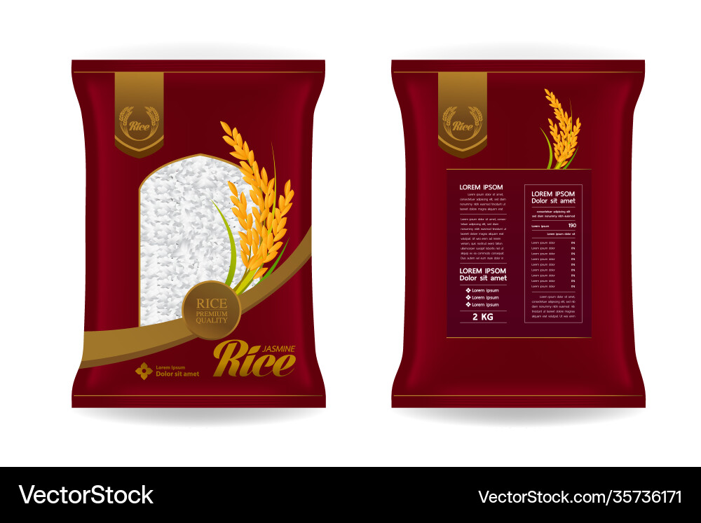 Premium rice product package mockup Royalty Free Vector