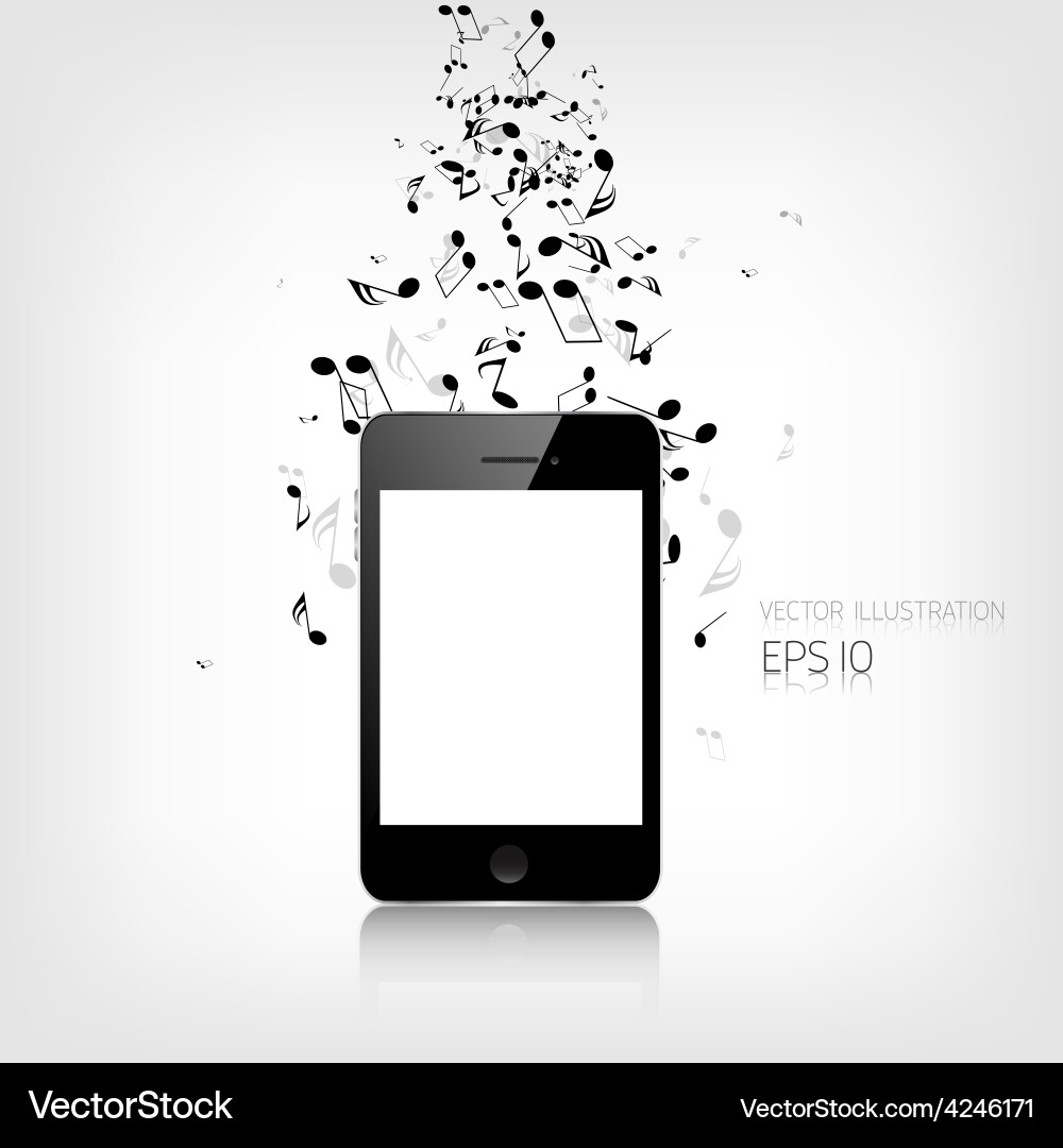 Realistic detalized smartphone with music notes Vector Image