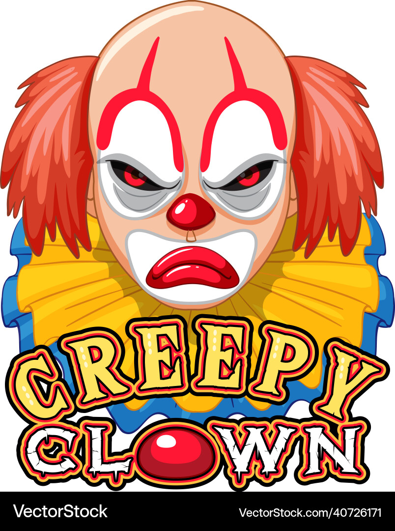 Scary clown with creepy logo Royalty Free Vector Image
