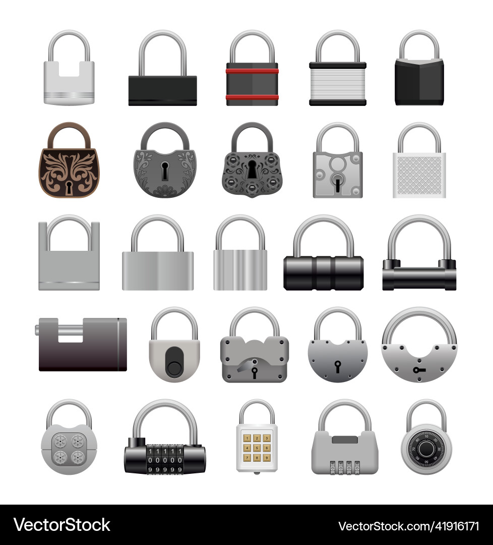 Set of door locks Royalty Free Vector Image - VectorStock