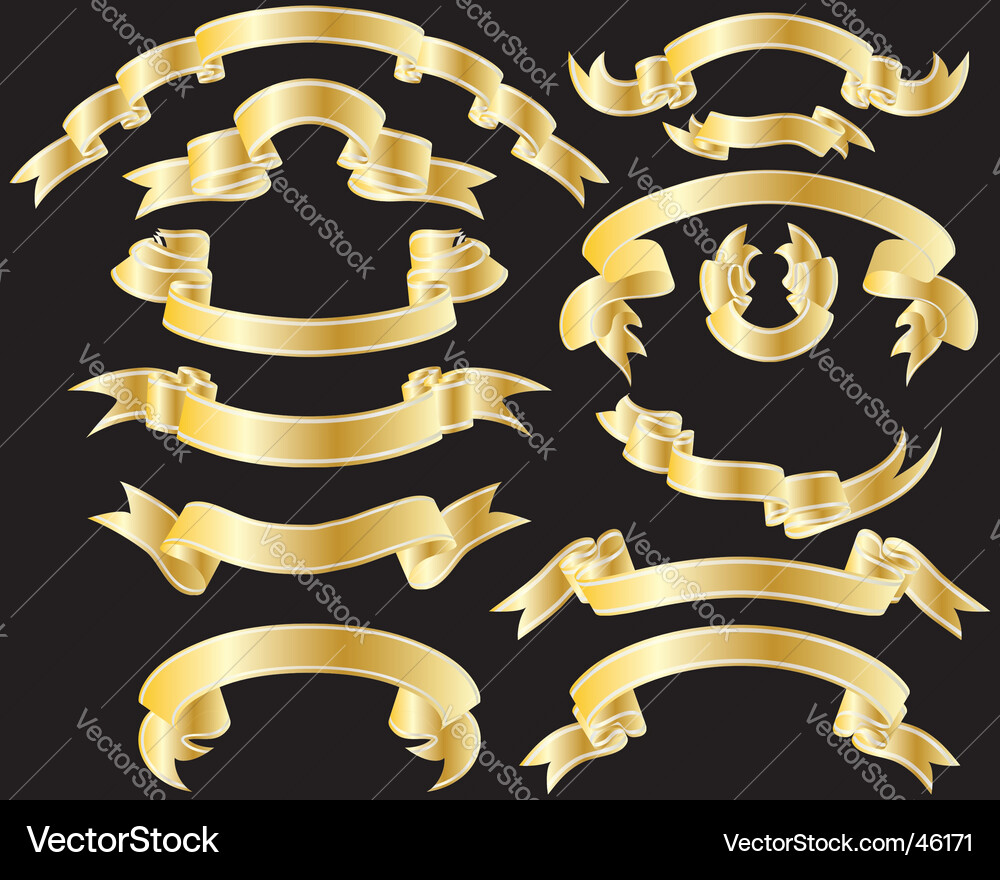 Set of golden ribbons Royalty Free Vector Image