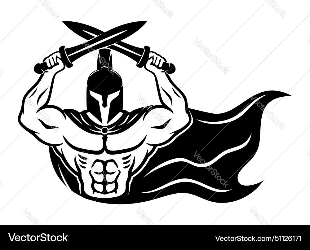 Spartan icon with two swords Royalty Free Vector Image