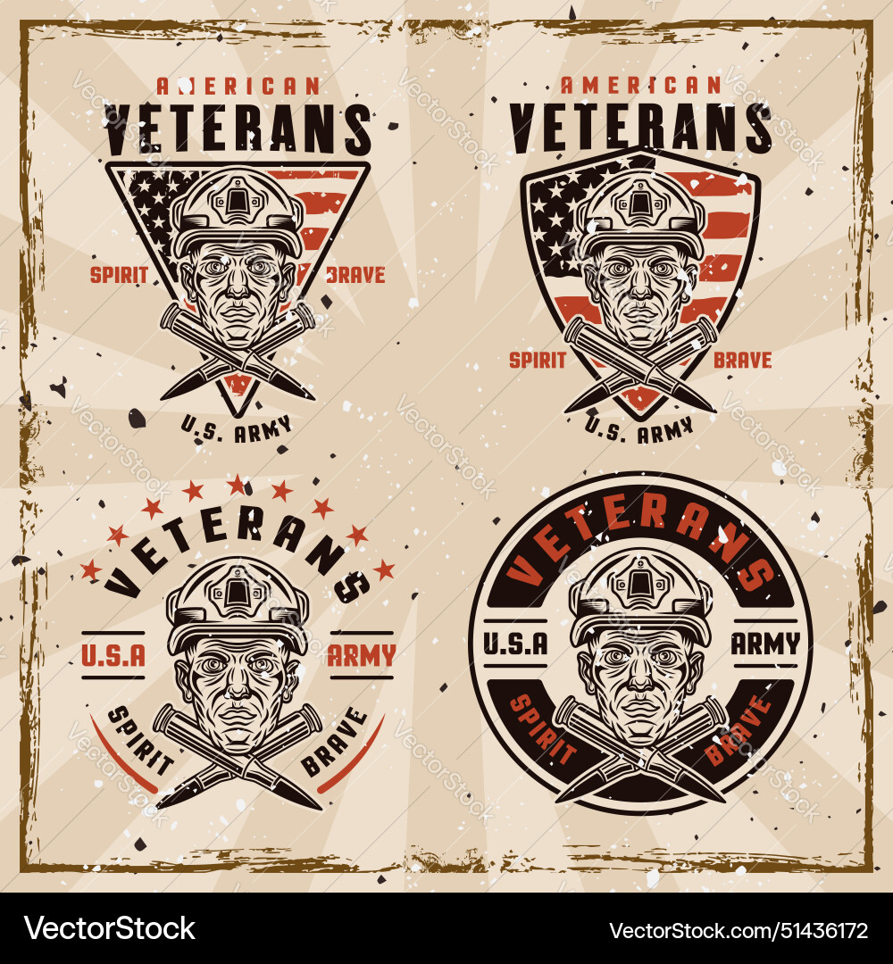 American veterans set of emblems Royalty Free Vector Image