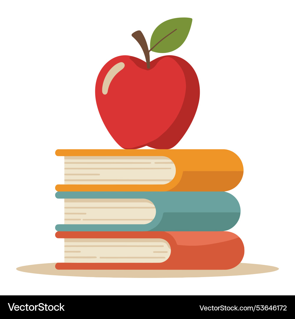 Apple on a stack of books back to school Vector Image