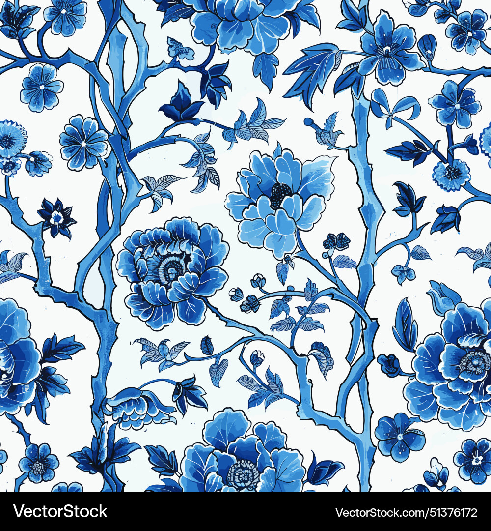 Blue flower pattern examples of chinese ornament 7